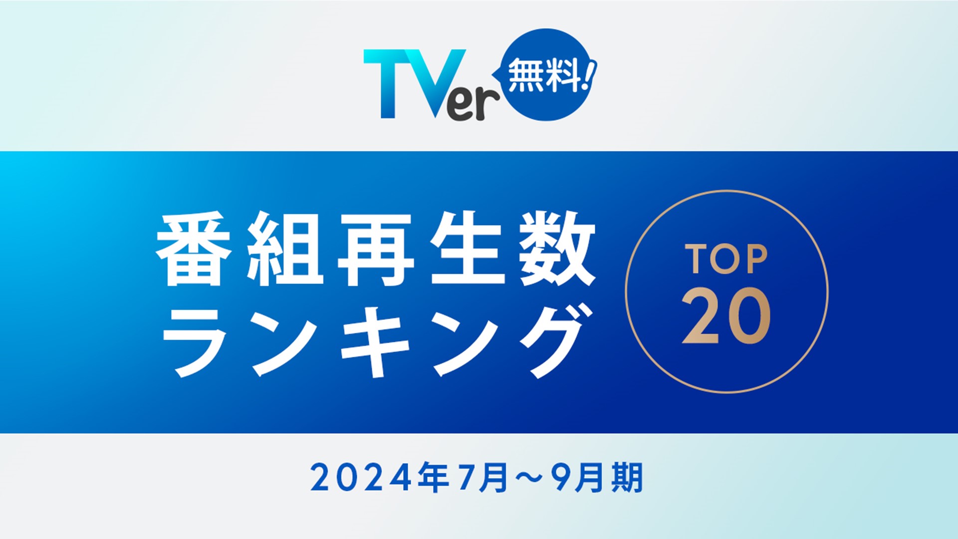 TVer、2024年7月～9月の番組再生数ランキングを公開 1位は「海のはじまり」 - ケータイ Watch